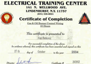 Certificates, Training and Licenses | Einstein Electrical Corporation
